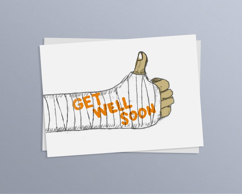 Get Well Soon Card Thumbs up Broken Arm Wrist - Etsy Australia