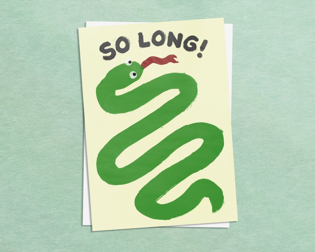 Leaving Card - Goodbye Good Luck New Job Snake Card 'so Long!' - Etsy UK