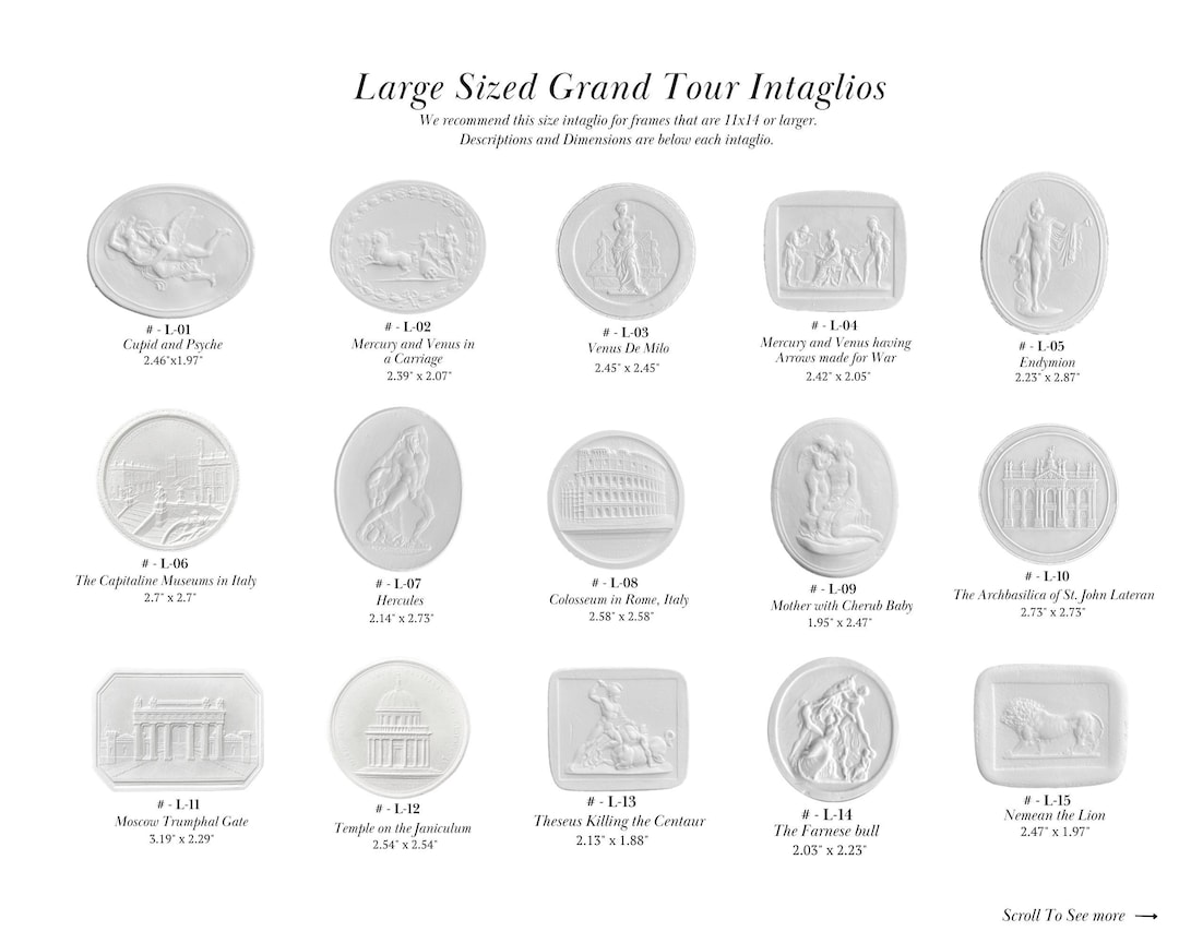 Plaster Intaglios Large Size white Grand Tour Intaglios Gems Medallions ...