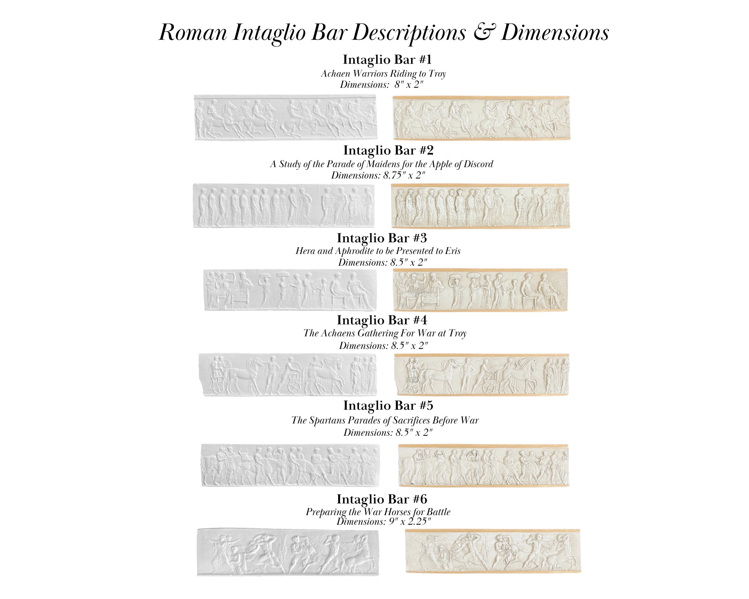 Plaster Intaglio Bars | Miniature Frieze Art Antique Italian Roman ...