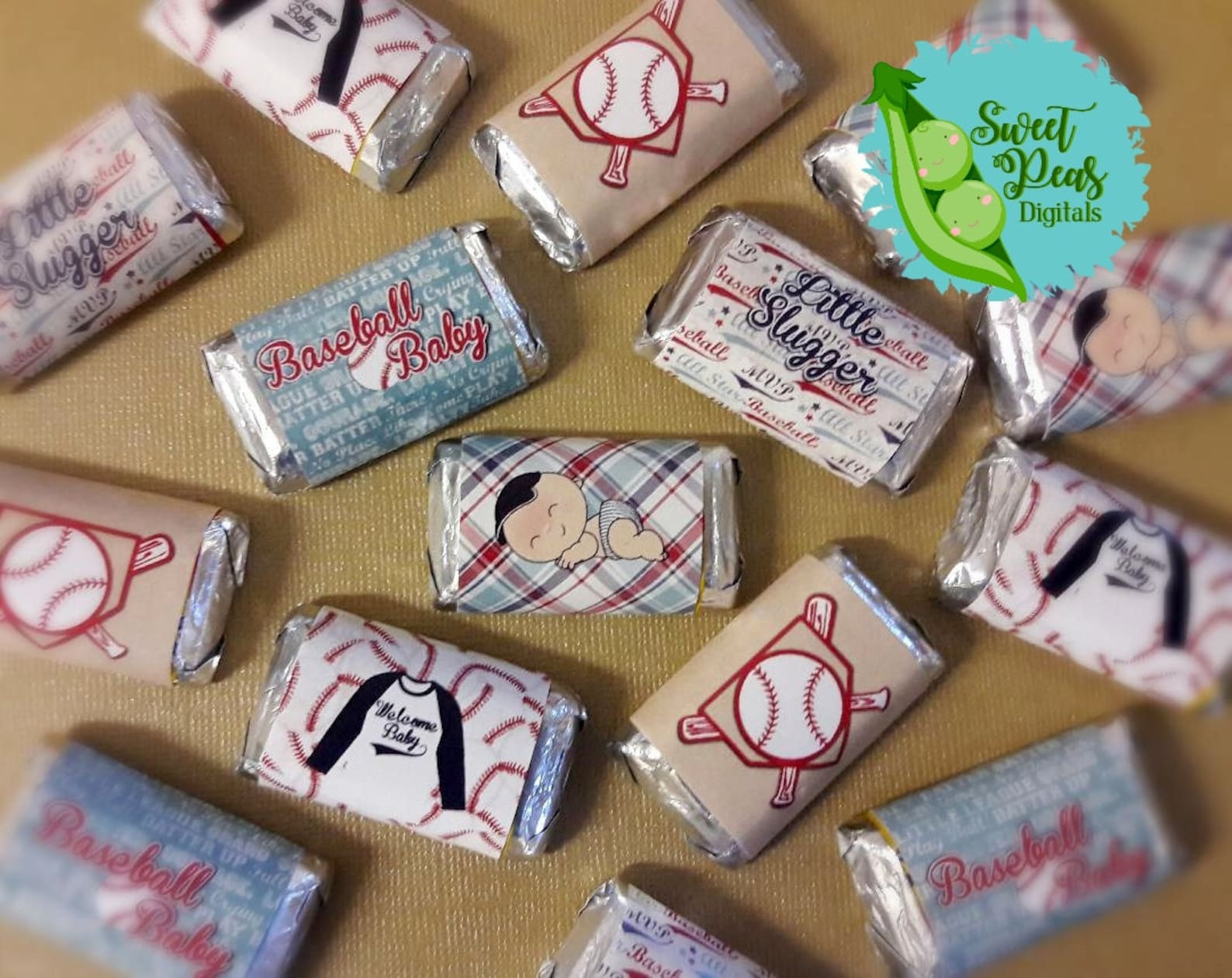 Vintage Baseball Baby Shower Miniature Candy Bar Wrappers - Etsy