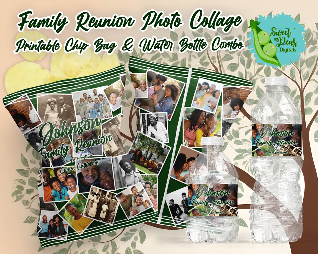 Family Reunion Photo Collage Printable Chip Bag & Water Bottle Combo - Etsy