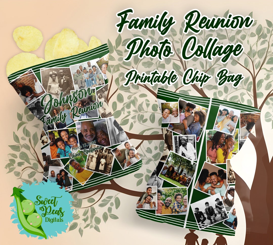 Family Reunion Photo Collage Printable Chip Bag - Etsy