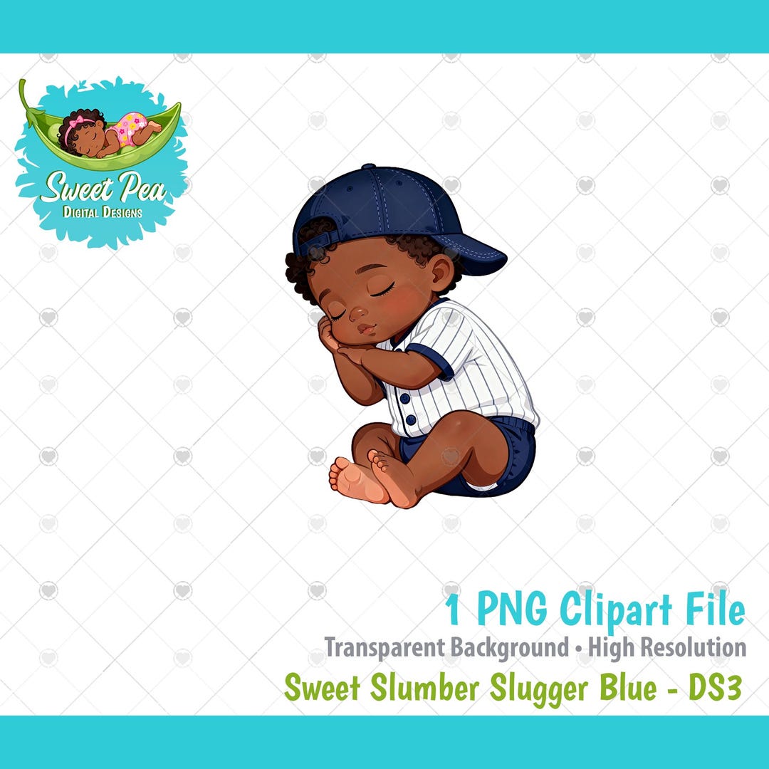 Sleeping Baseball Baby Clipart | First Birthday PNG (digital Download ...