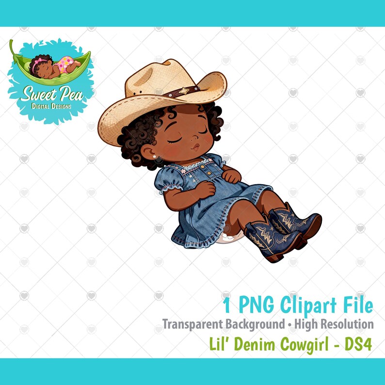 Baby Cowgirl Clipart – Denim Dress, Western Nursery Design (PNG) - Etsy