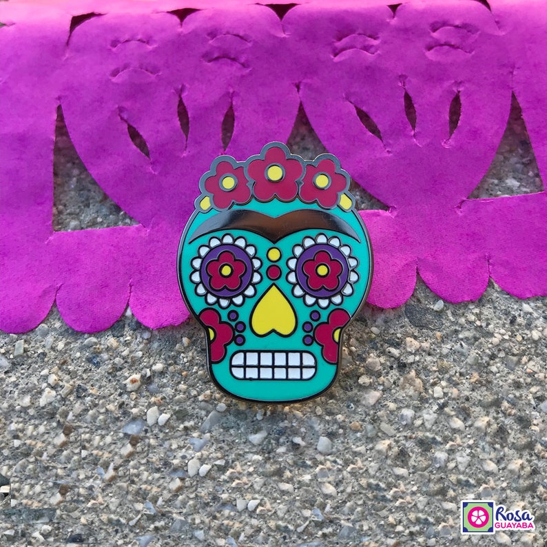 Frida Kahlo Sugar Skull Day of the Dead Hard Enamel Pin - Etsy