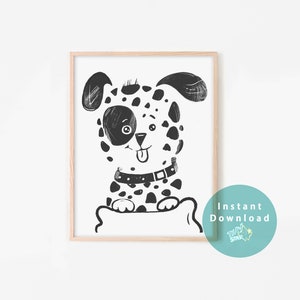 Puppy Print, Dog Printable, Black and White, Instant Download, Baby ...