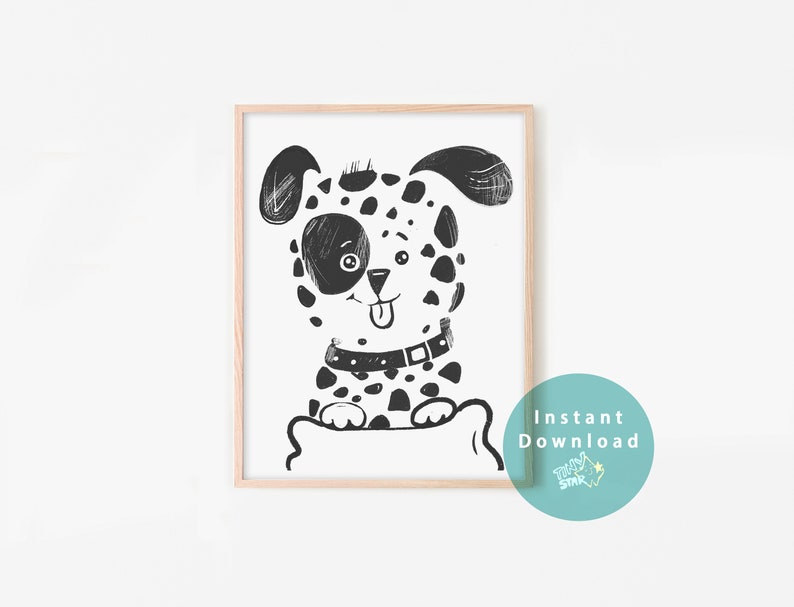 Puppy Print, Dog Printable, Black and White, Instant Download, Baby ...