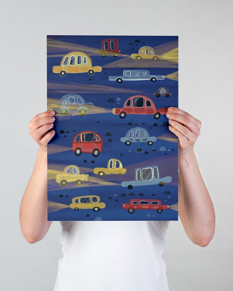 Night Cars Print, Digital File, Printable, Wall Decor, Nursery Art ...