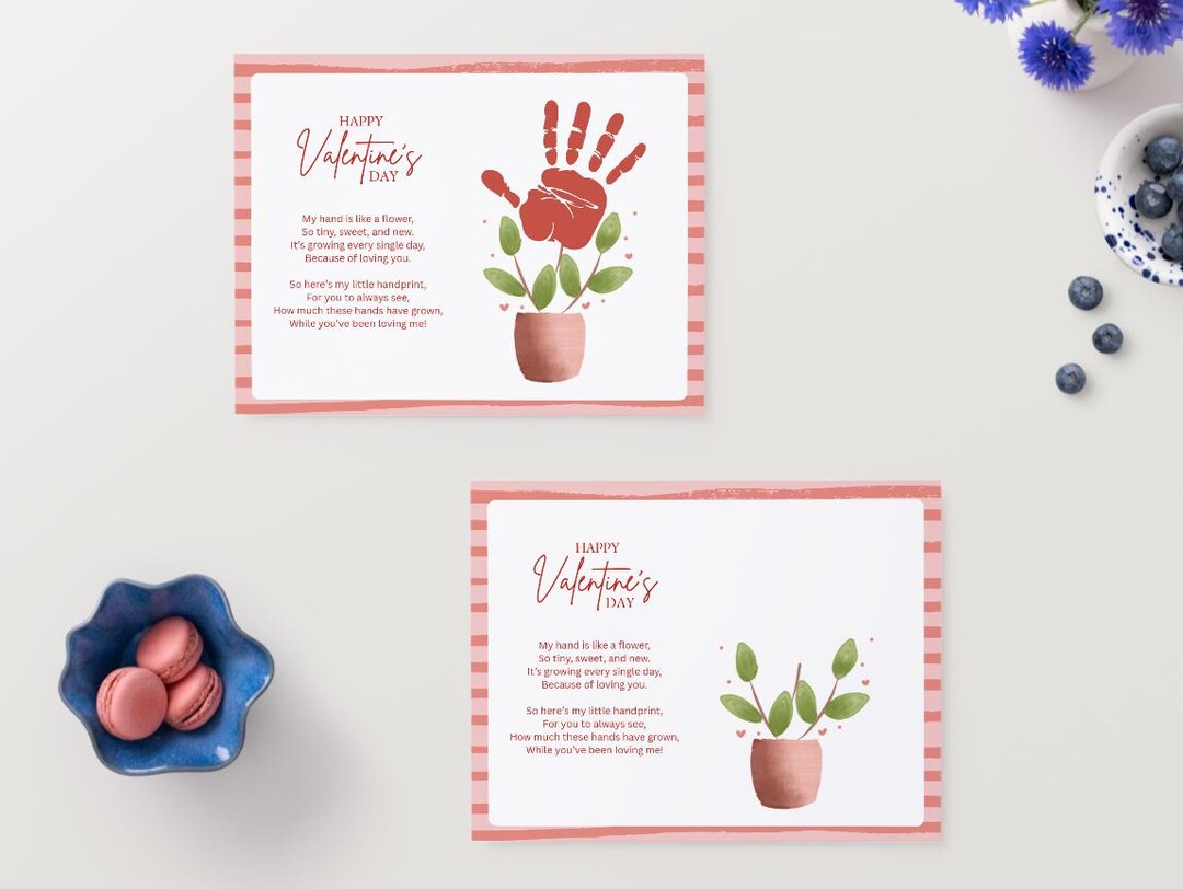 Valentine's Day Handprint, Flower, Plant, Placemat, Kids Keepsake Craft ...