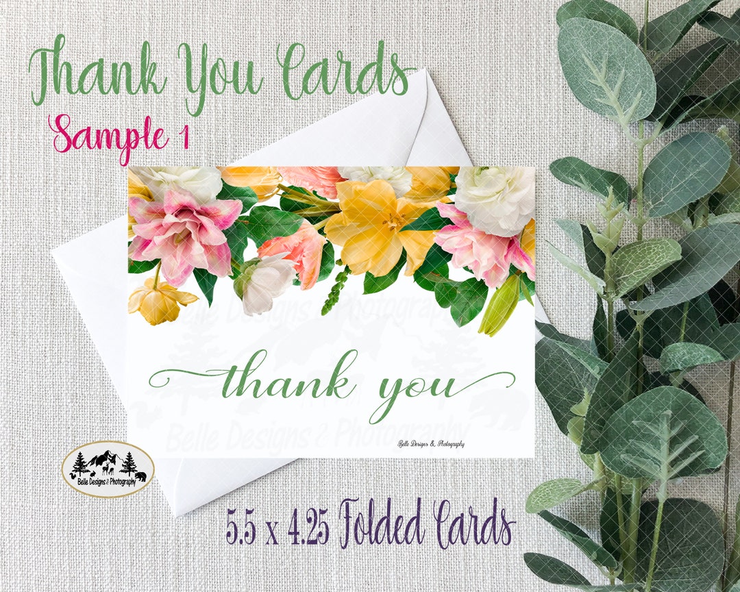 Spring Flowers Thank Your Cards, Spring Thank You Cards, Shower ...