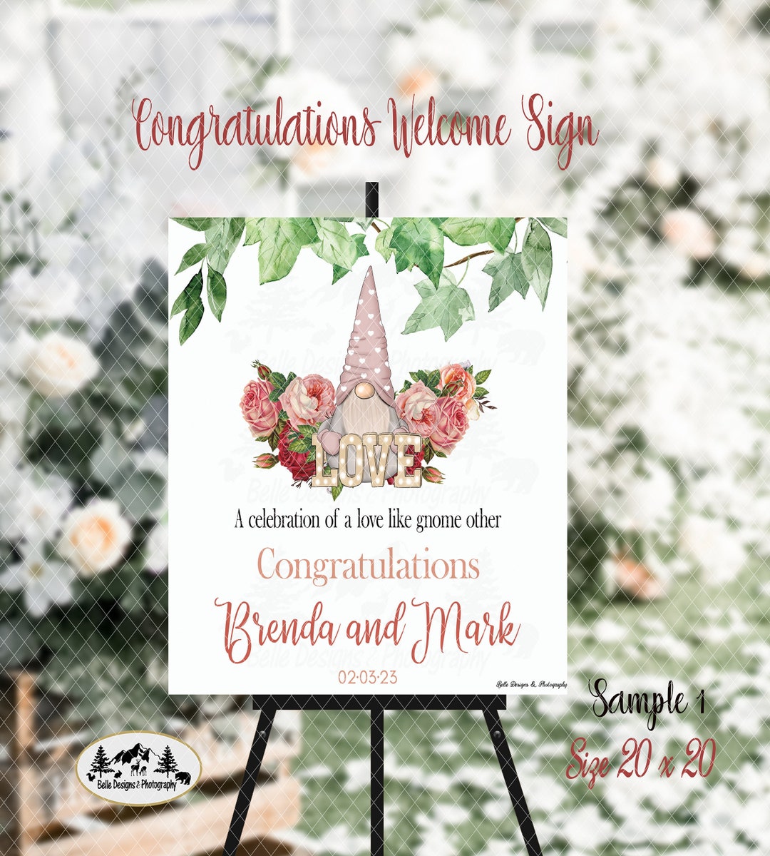 Congratulation Gnome Welcome Sign, Gnome Welcome Sign, Bridal Shower ...