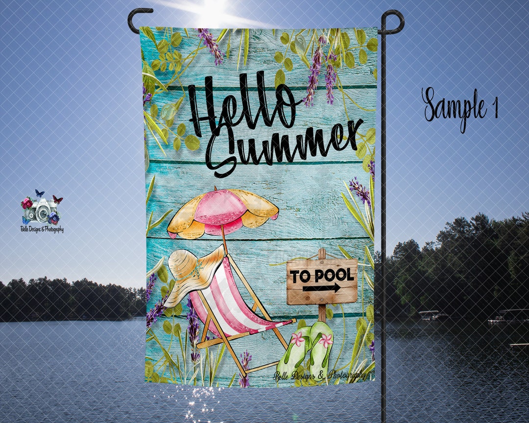 Hello Summer to Pool Garden Flag, Garden Flag Sublimation Designs, PNG ...