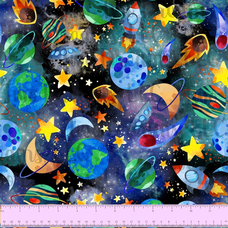Stretch Cotton Space Fabric - Etsy