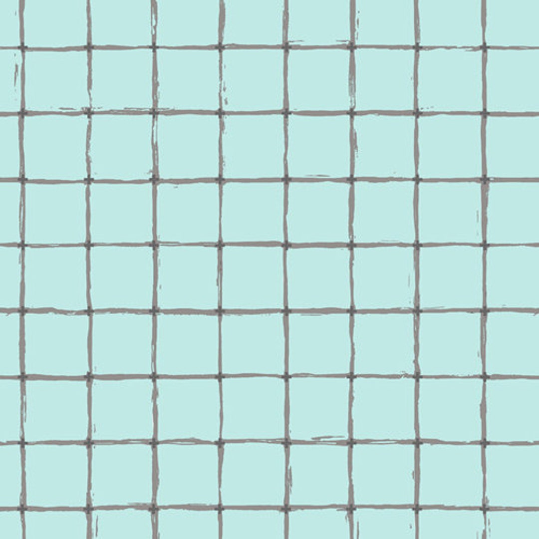 Grid Static AGF PREMIUM COTTON Mint Gray Grid Plaid Fabric Art Gallery ...