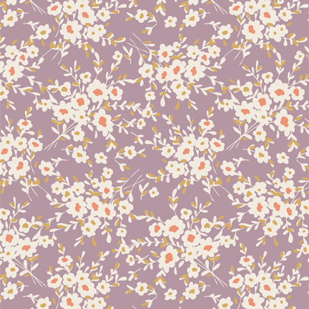 Calico Days Lavender in Knit AGF KNIT Fall Purple Coral Floral Cotton ...