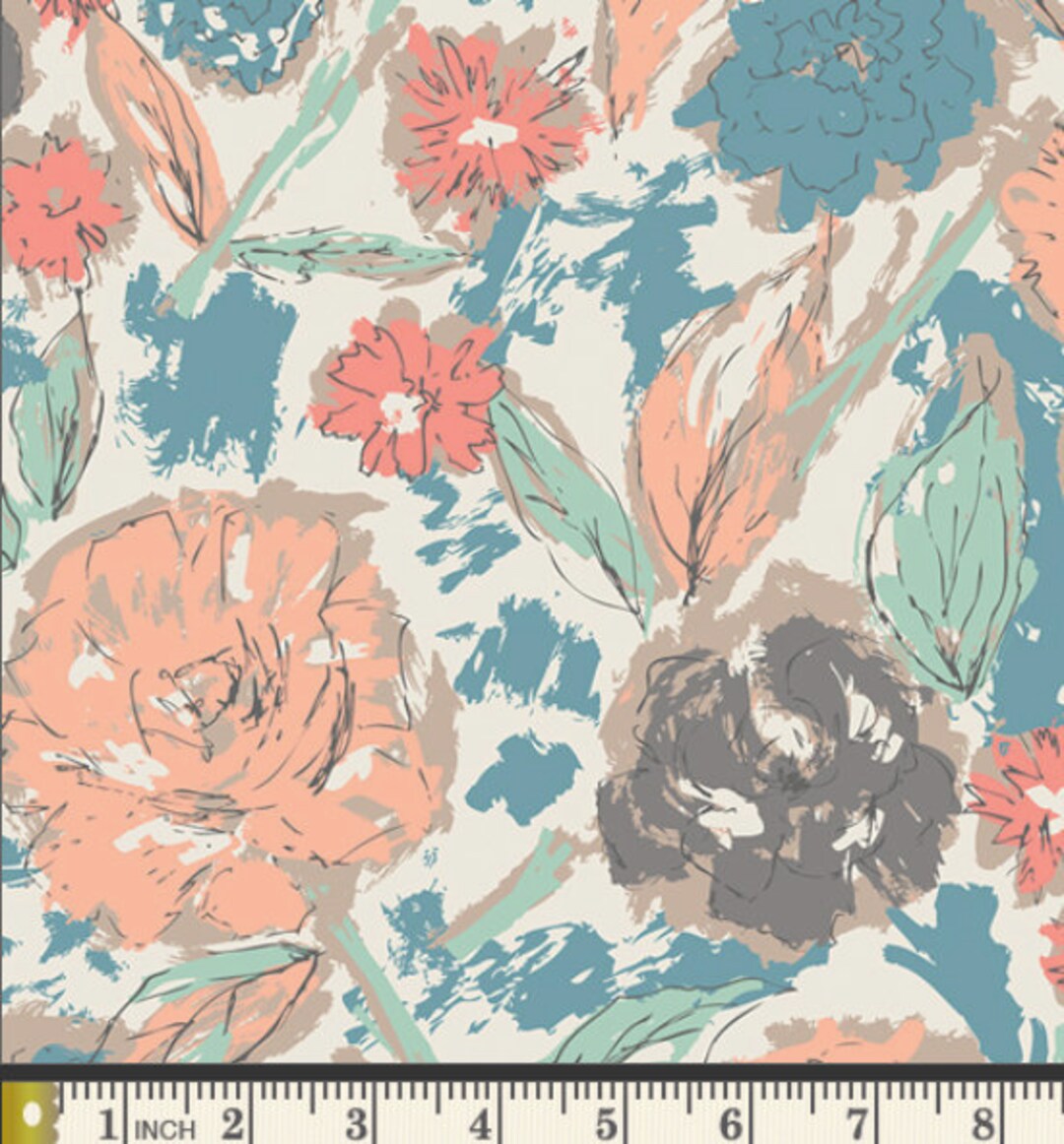 Paper Flowers Parchment in Knit AGF KNIT Floral Fabric Cotton Fabric ...