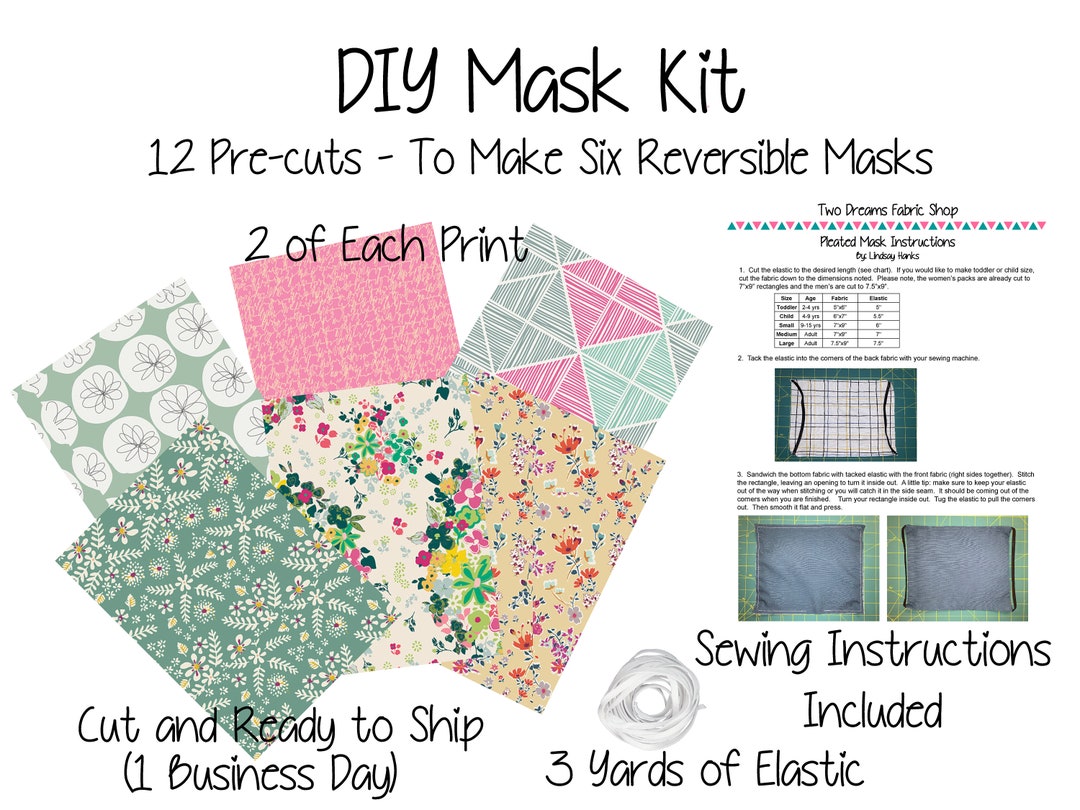 Ready to Sew Mask Kit Six Precut Face Mask Kit 100% Premium - Etsy