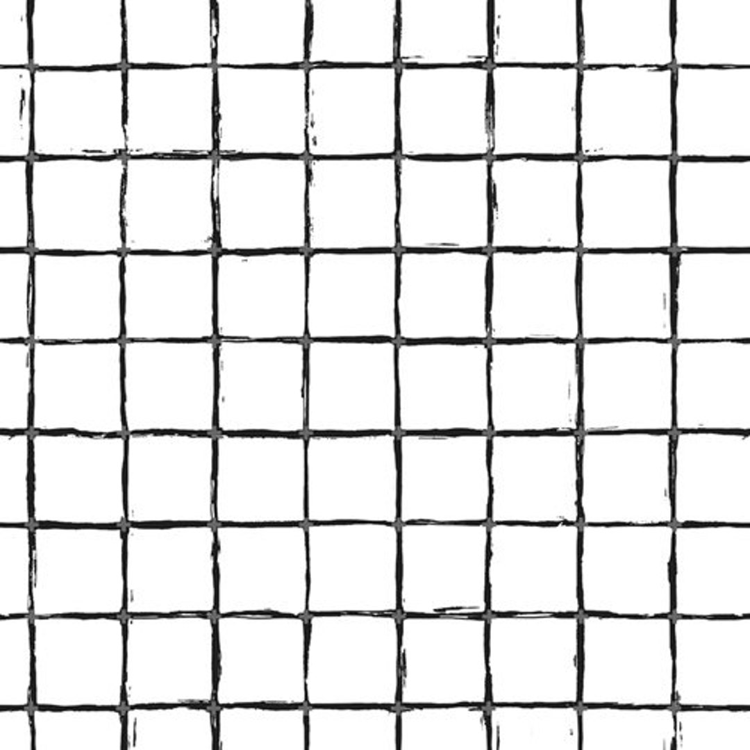 Grid Positive AGF PREMIUM COTTON Black White Grid Plaid Fabric Art ...