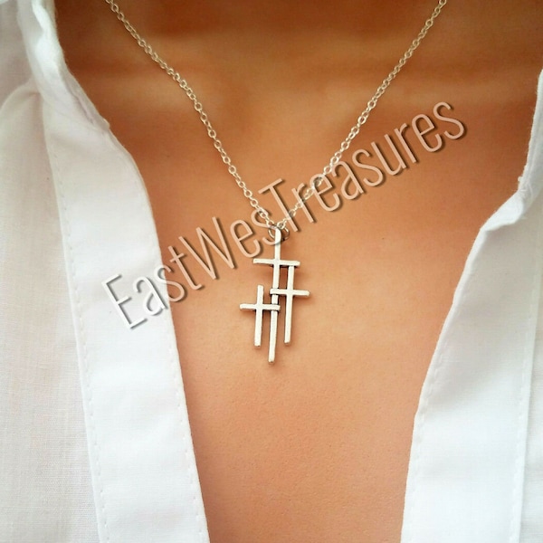 Three Cross Necklace - Etsy