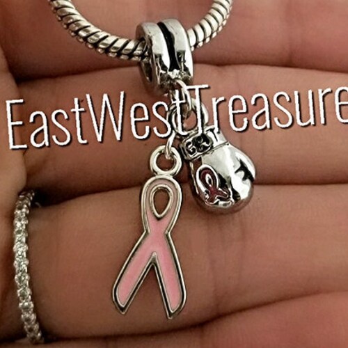 Pink Glass Awareness Ribbon Charm Breast Cancer Awareness - Etsy