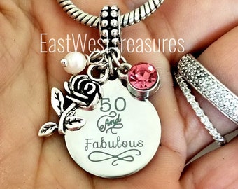 Turning 50 Gifts for Women Personalized 50th Birthday Charm - Etsy