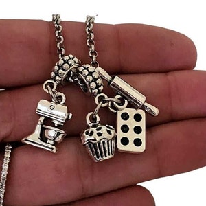 Kitchen Mixer Baker Muffin Cupcake Charm Bracelet Necklace Keychain Key ...