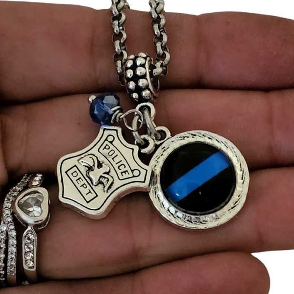 Thin Blue Line Necklace - Etsy