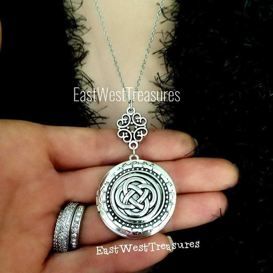 Silver Celtic Irish Cross Knot Locket Necklace With Custom Picture ...