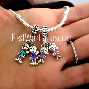 Personalized Little Boy Girl Charm Bracelet Necklace for Pandora With 2 ...