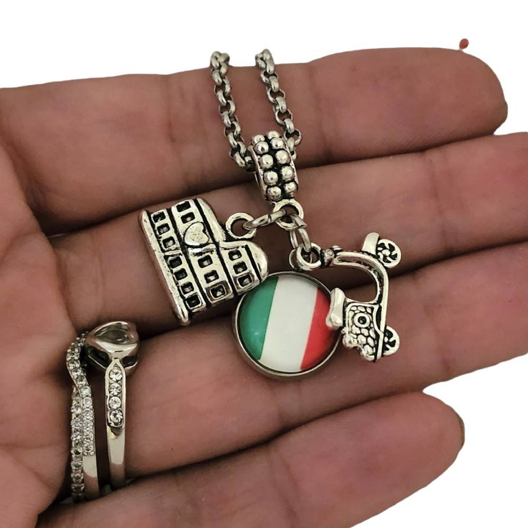 Italy Charms, Rome Italy Italian Flag Vespa Charm, Travel Landmarks ...