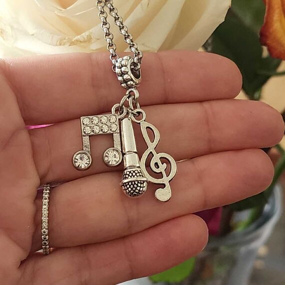 Microphone charm necklace store