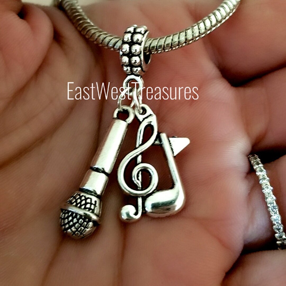 Microphone Music Clef G Note Singer Vocalist Charm Bracelet, Necklace ...