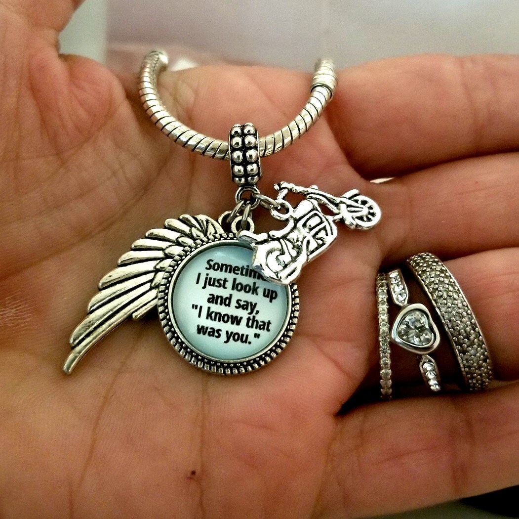 Motorcycle Biker Memorial Remembrance Charm Bracelet | Etsy