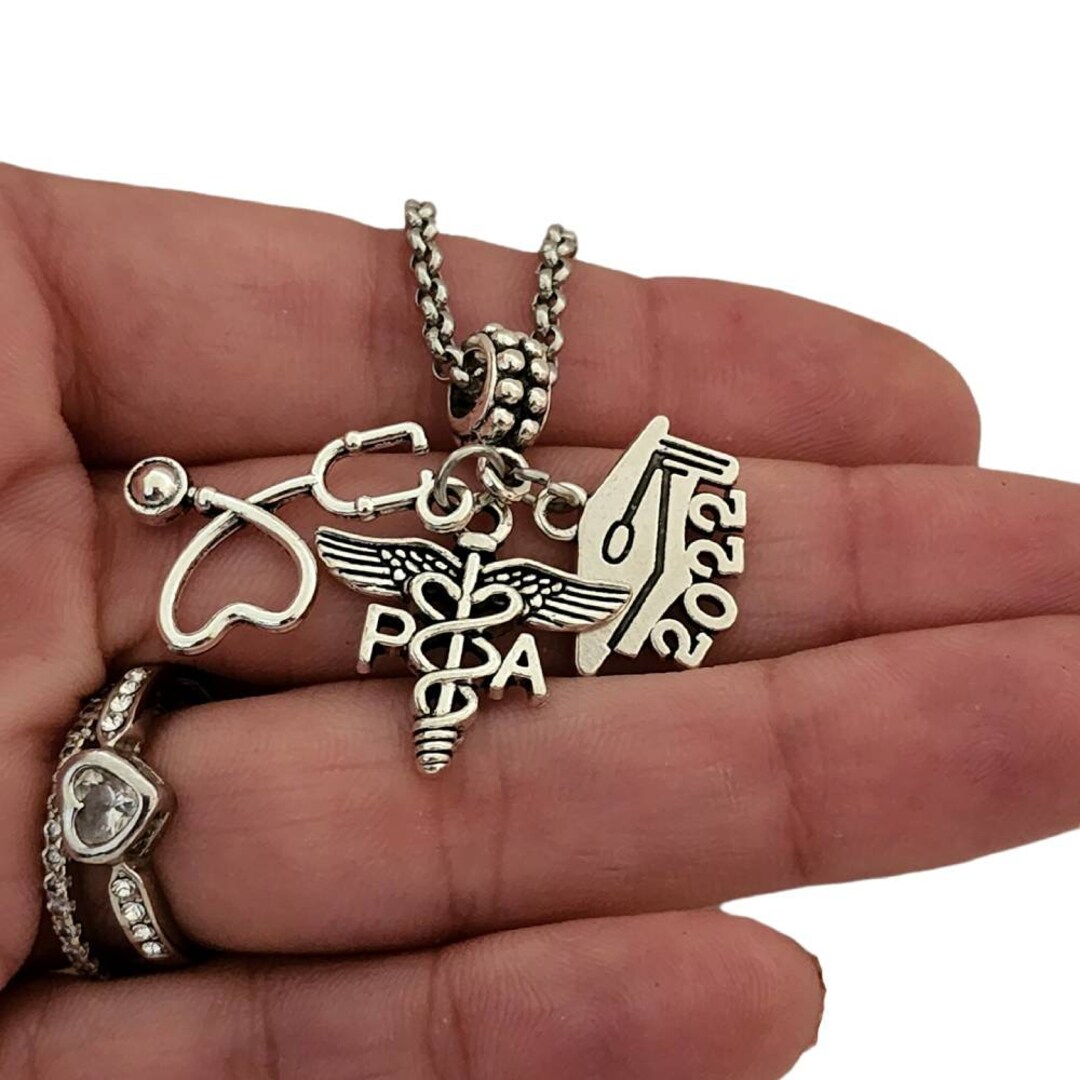 PA School 2022 2023 Graduation Gift Charm Bracelet Necklace, White Coat ...