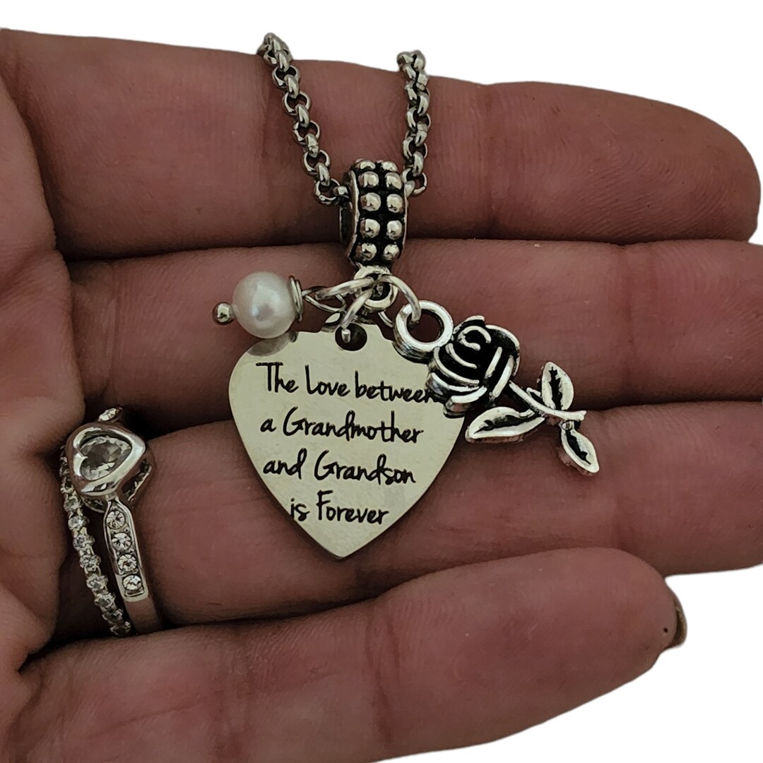 Grandmother Grandson Gift Charm Bracelet Necklace Keychain for Grandma ...