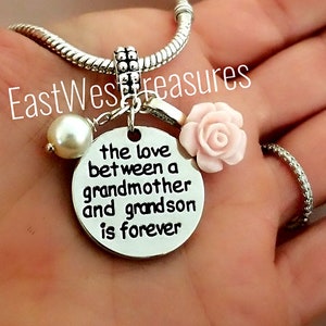 Gift for Grandmother From Grandson Charm Bracelet Necklace, Mother's ...