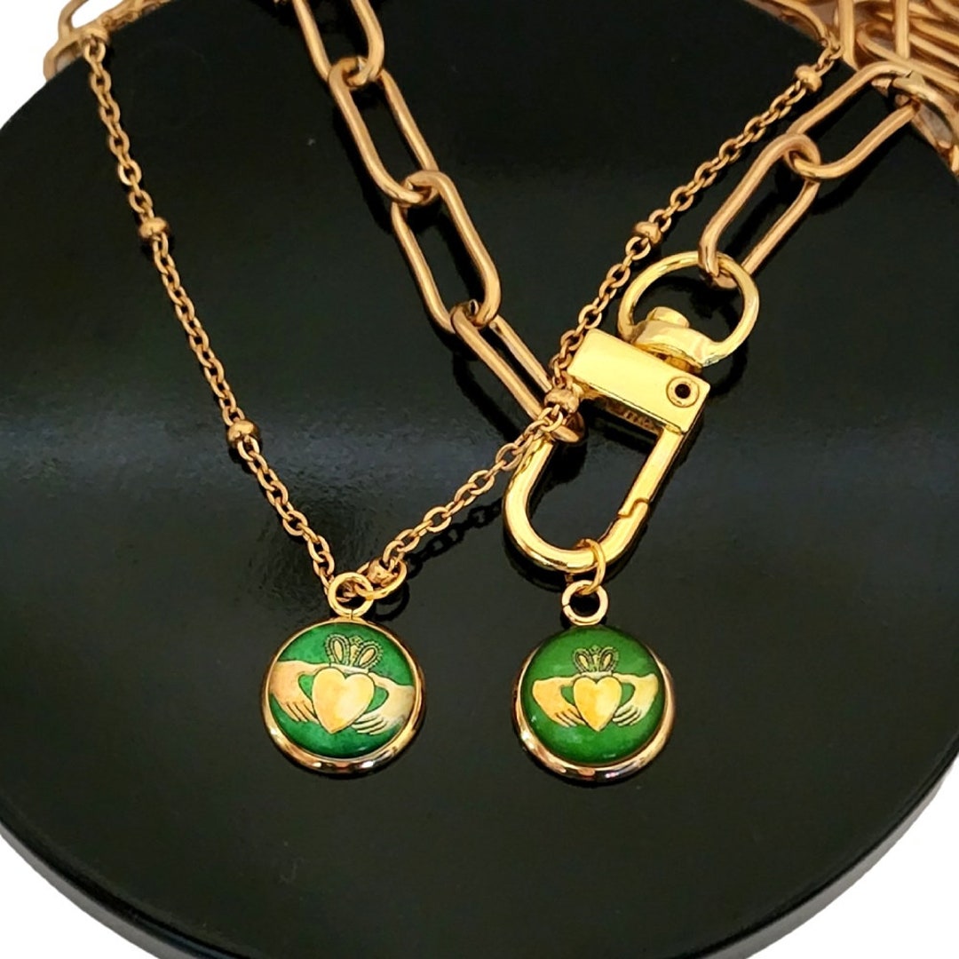 14K Gold Claddagh Irish Charm Pendant Necklace for Girls Women - Etsy