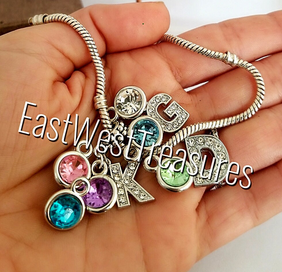 Charm for Pandora Alphabet Letter Birthstone Initial Charm Bracelet ...