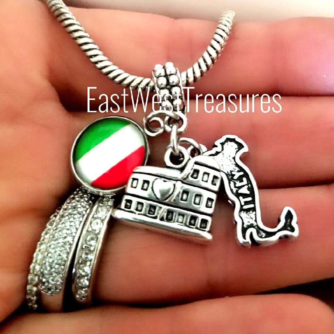 Silver Boot of Italy Map Italian Flag Map of Italy Roman Colosseum ...