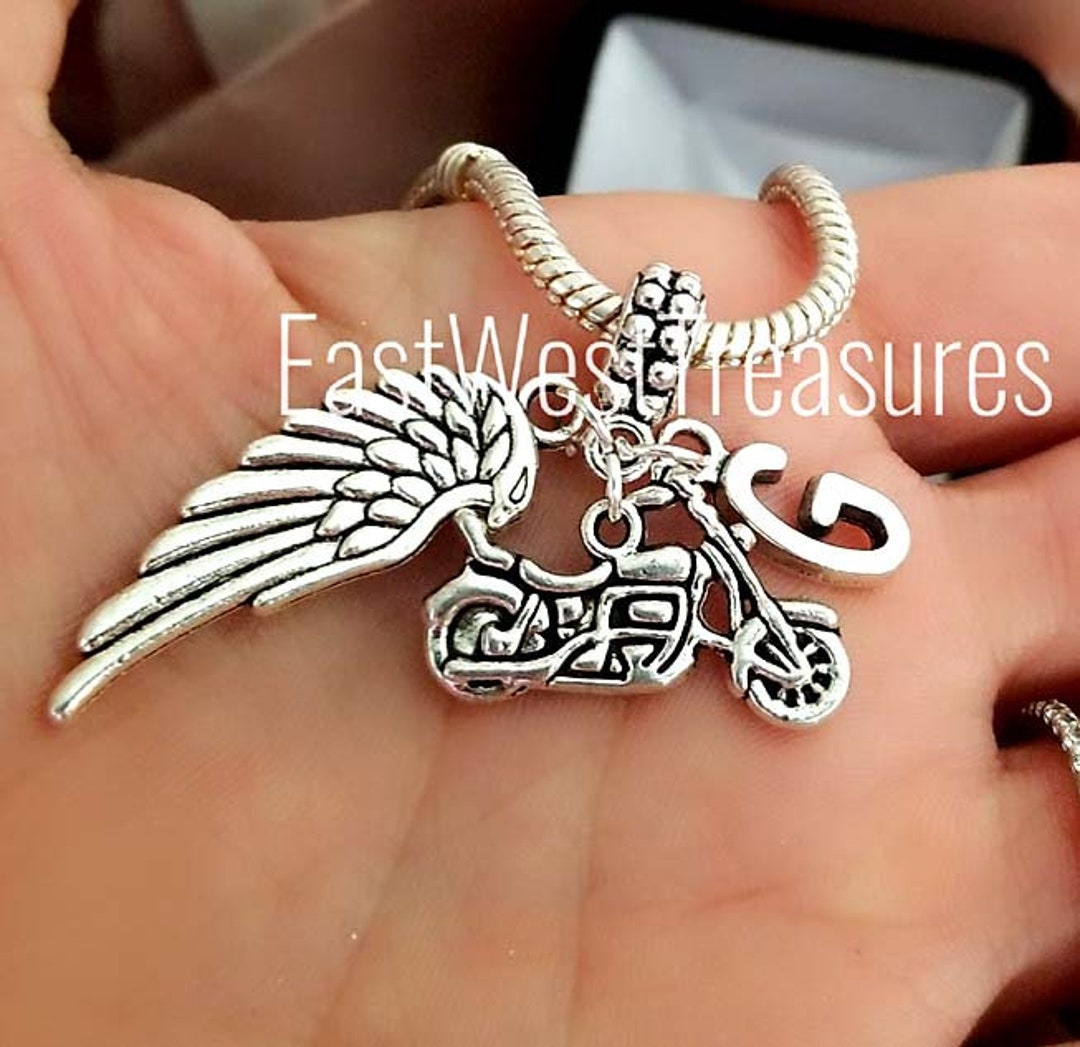 Custom Motorcycle Biker Memorial Motorbike Bike Angel Wing Charm ...