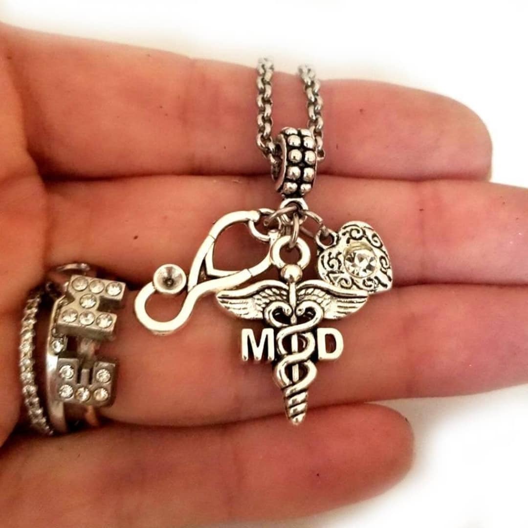 Doctor Medical Symbol MD Dr Charm Bracelet Necklace Keychain for Women ...