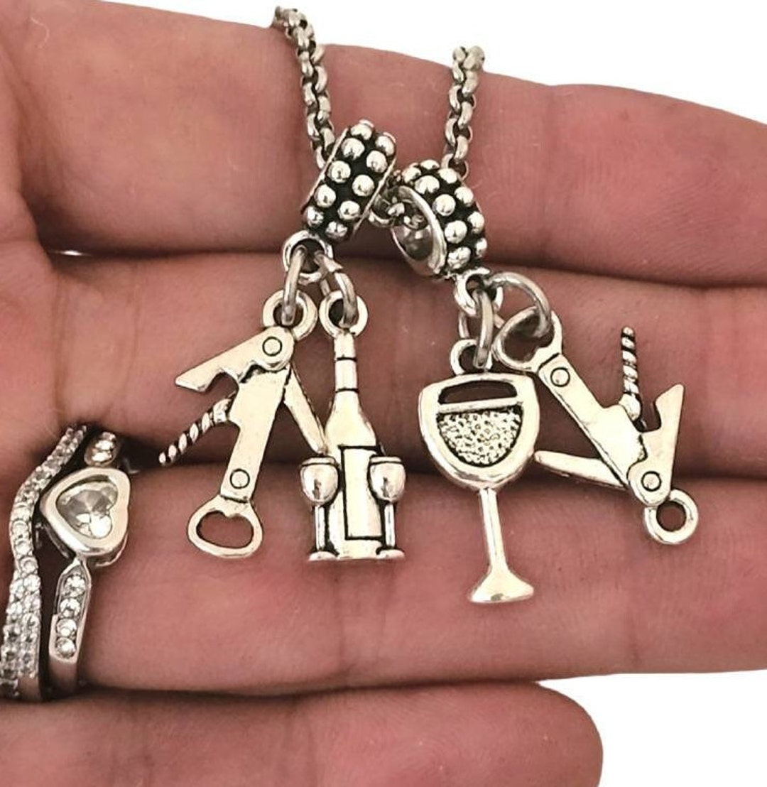Champagne Wine Glass Bottle Opener Mixer Bartender Charm, for Pandora ...