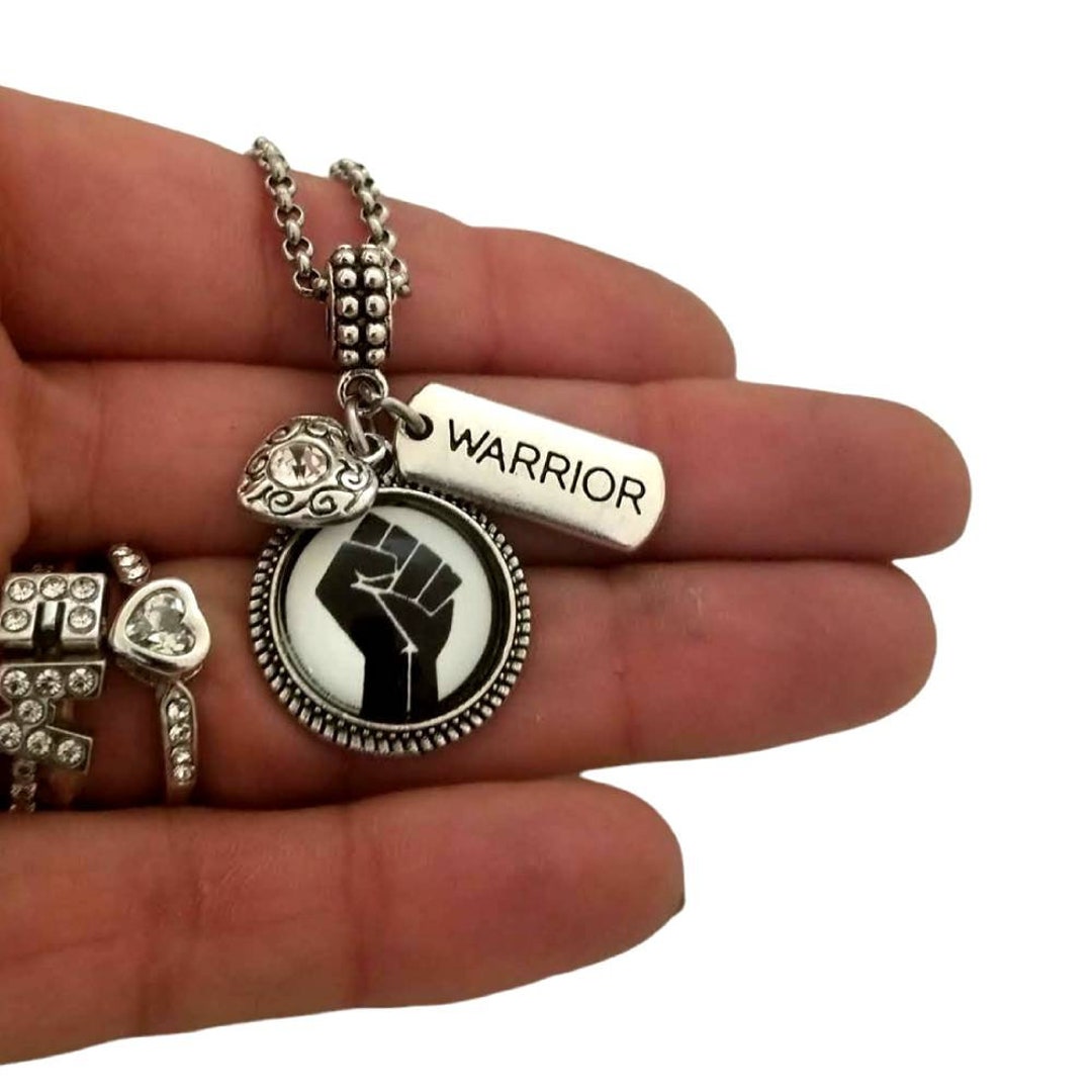 Black Power Raised Fist Medallion Charm Bracelet Necklace Keychain for ...