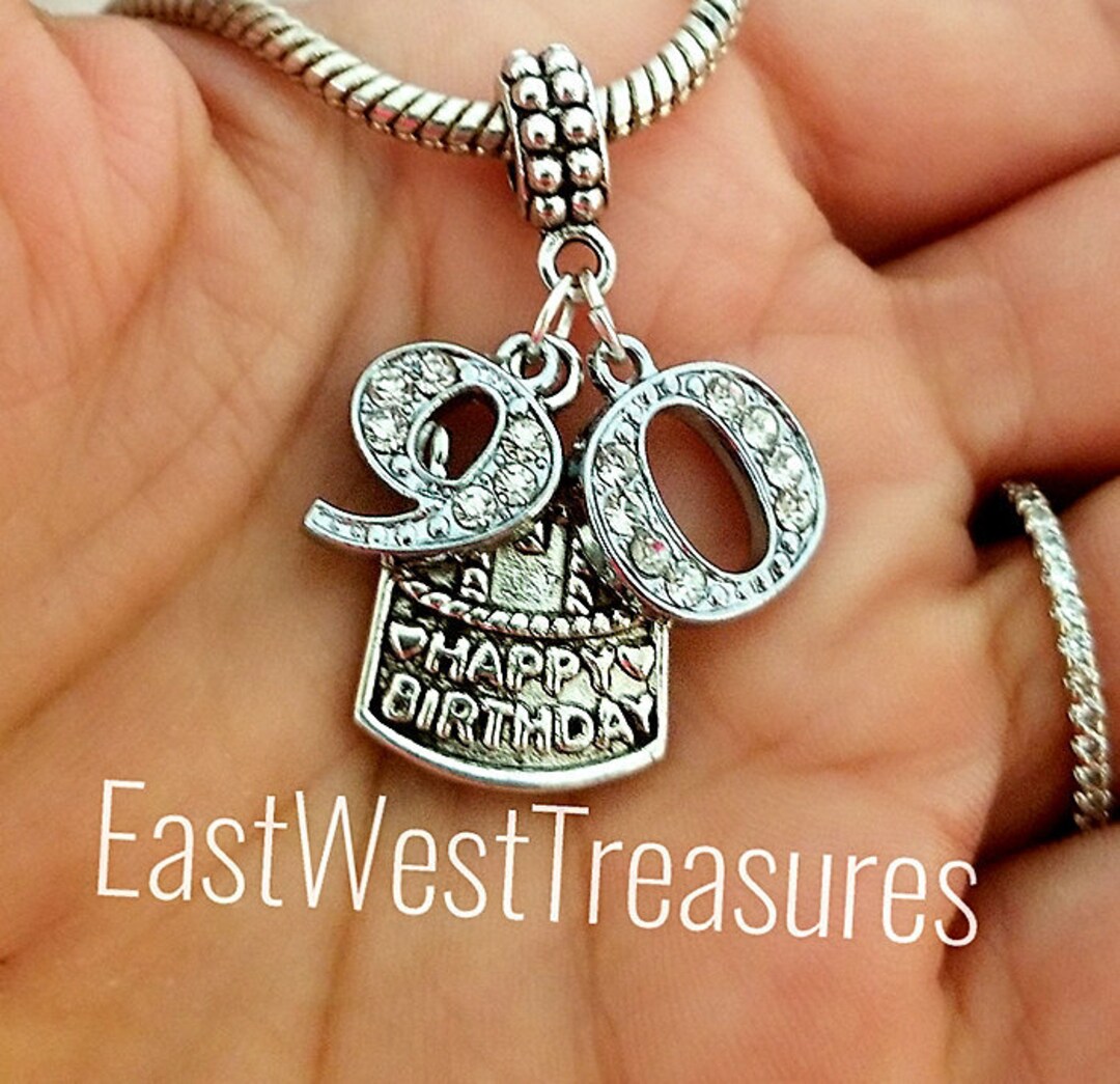 90th 90 Birthday Jewelry Charm Bracelet Necklace Gift for Women Mom ...