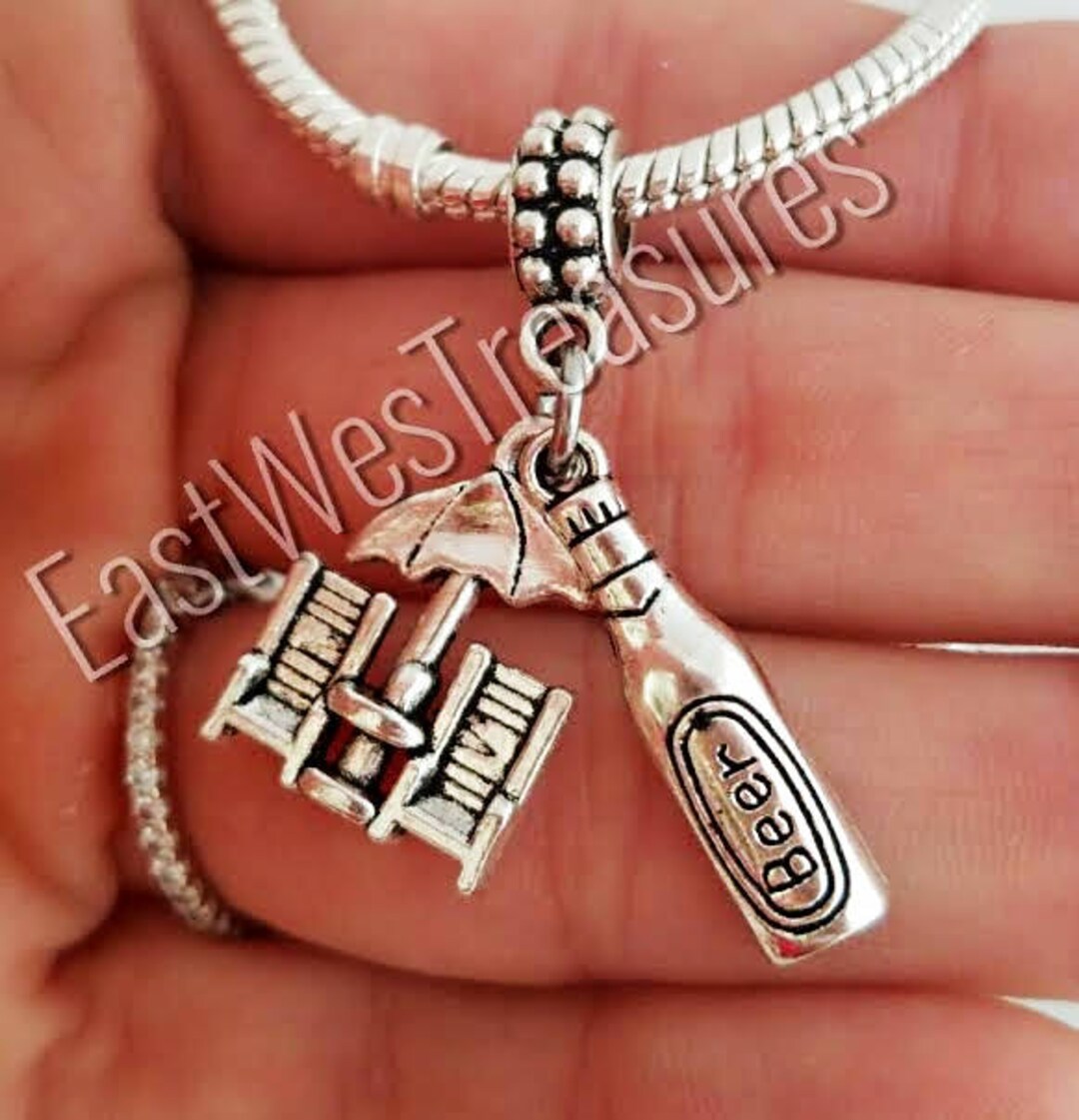 Life is a Beach, Two Beach Chairs Beer Paradise Charm Bracelet Necklace ...