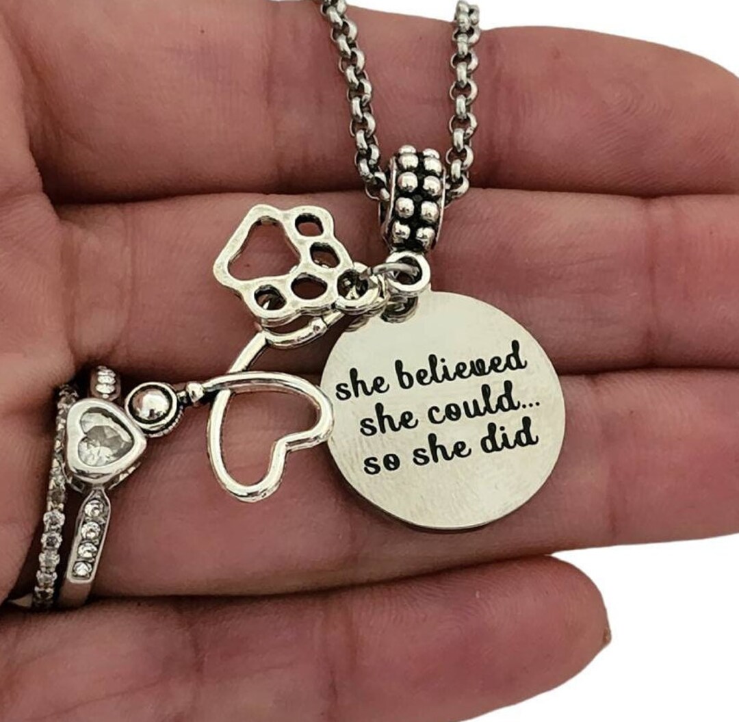 Vet Veterinarian Caduceus Tech Technician Gift Charm Bracelet Necklace ...