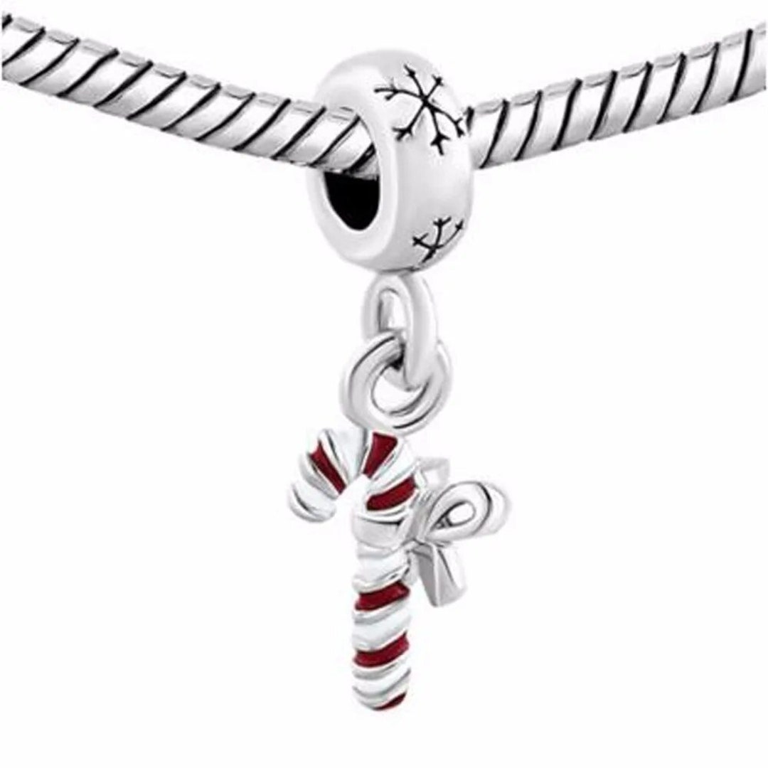Charm for Pandora Candy Cane Christmas Charm for Bracelets Necklaces - Etsy