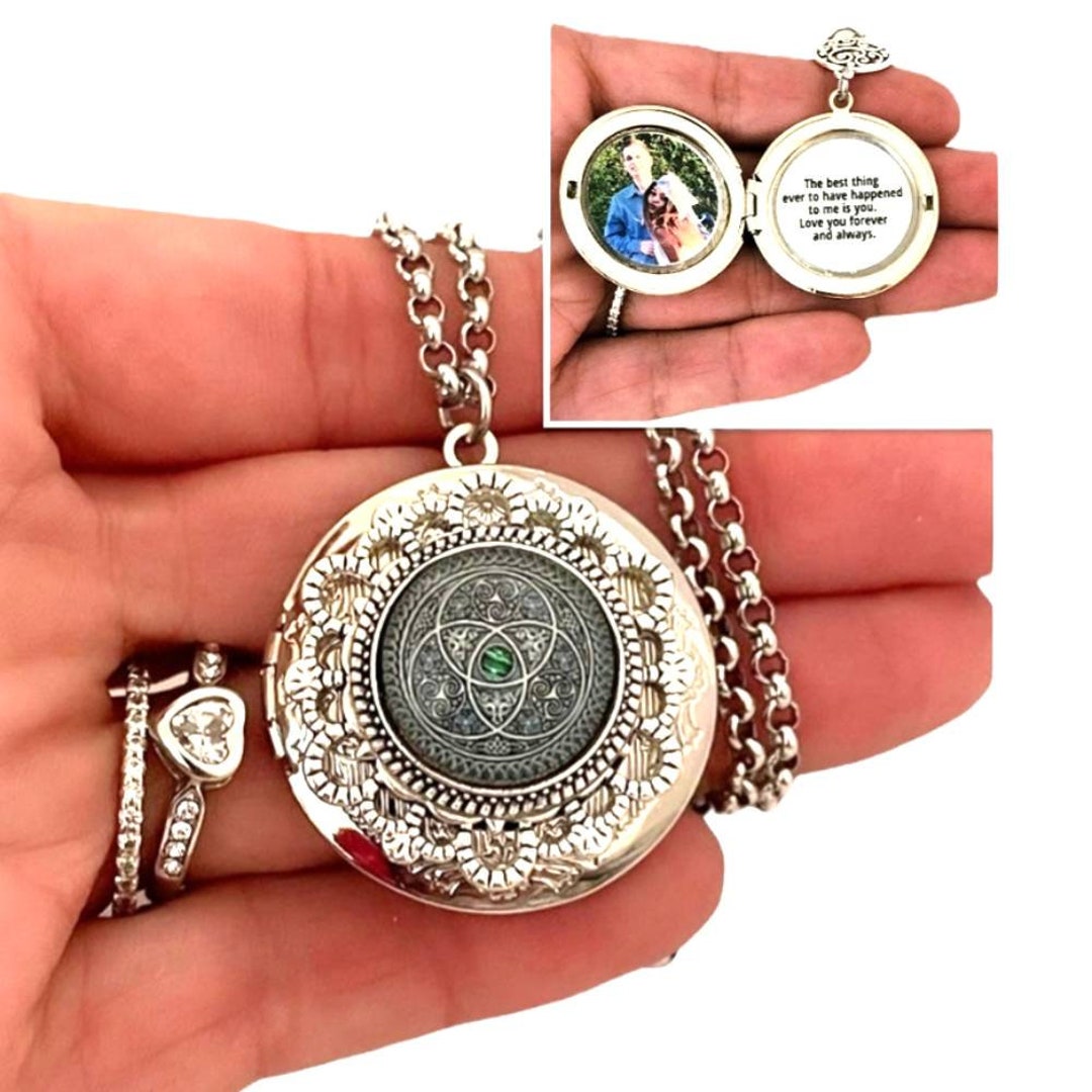 Custom Celtic Medallion Photo Locket Necklace for Men Personalized With ...