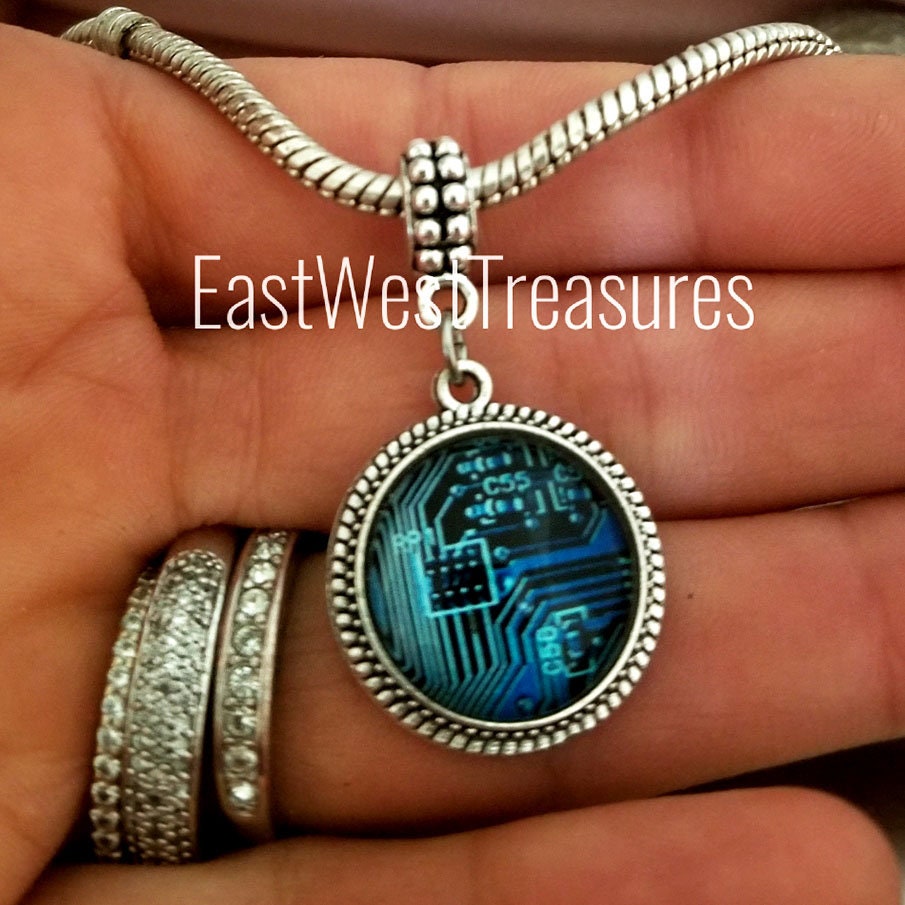 Computer Circuit Board Tech Charm Necklace Keychain - Computer Science ...